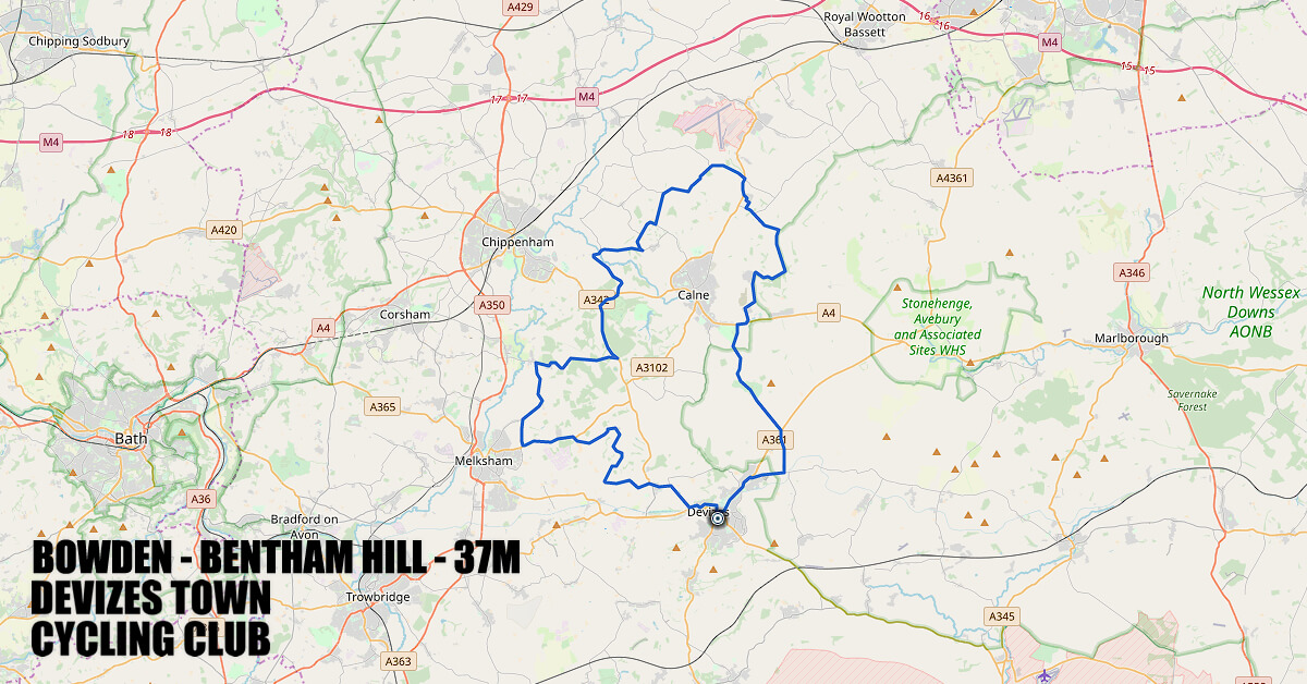 Bowden - Bentham Hill - 37 miles - 2297 ft climbing - Devizes Town ...